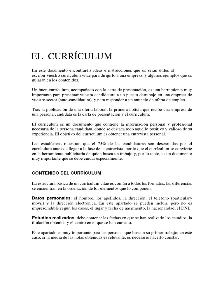 El Curriculum | PDF | Contabilidad | Carne