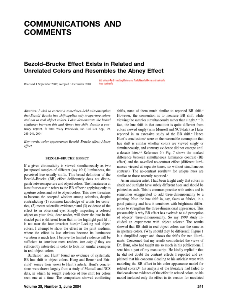 Bezold–Brucke Effect Exists in Related and Unrelated Colors and ...