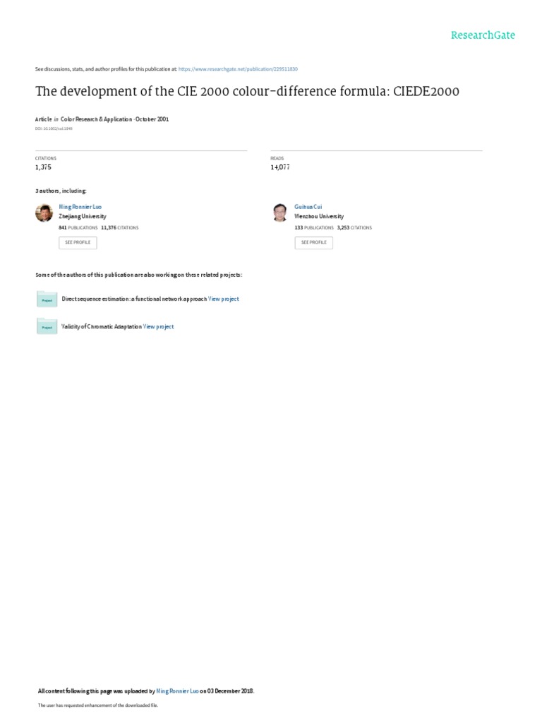 CIEDE2000 | PDF | Ellipse | Color