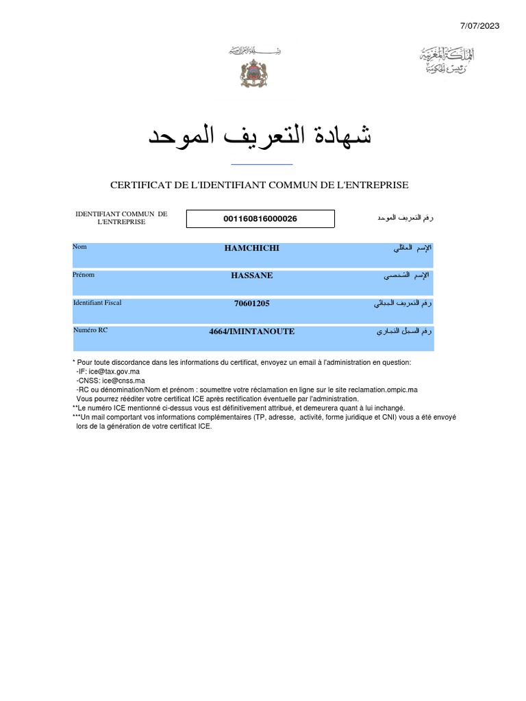 Certificat Ice | PDF