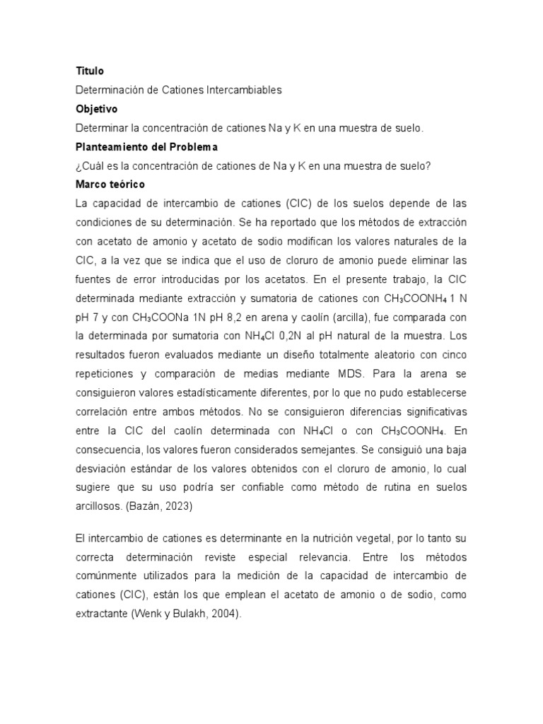 Informe De Laboratorio 10 Pdf Amonio Sustancias Químicas