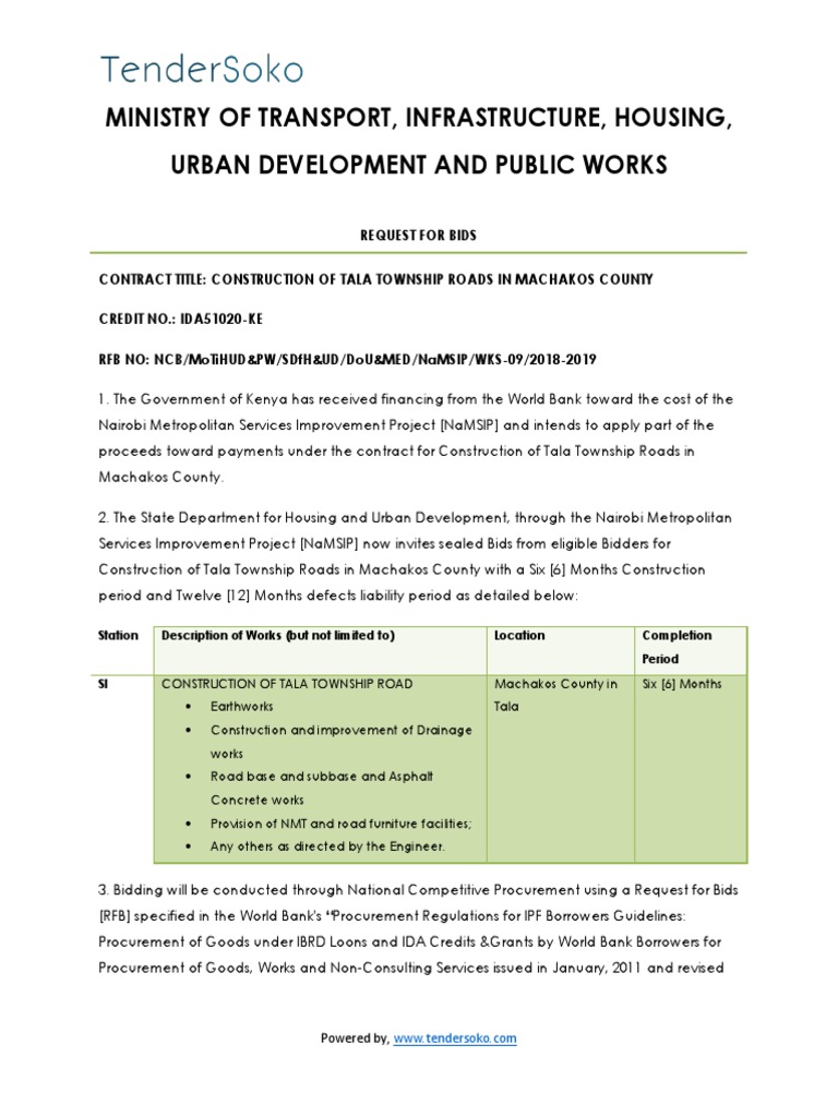 Ministry of Transport, Infrastructure, Housing, Urban Development and ...
