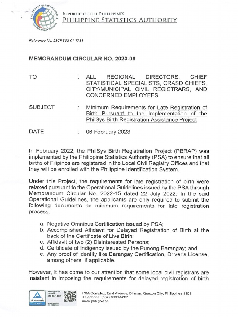 Psa MC No. 2023-06 | PDF