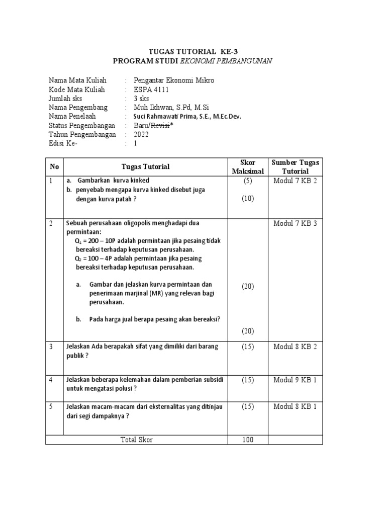 Tugas 3 Pengantar Ekonomi Mikro | PDF