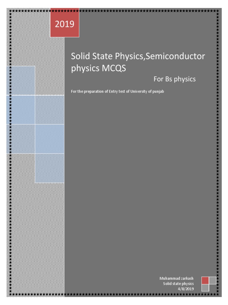 Solid state physics Mcqs | PDF