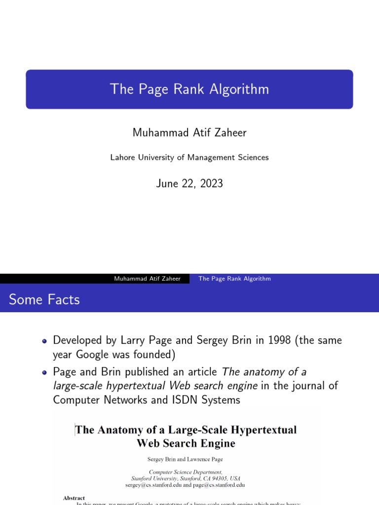 PageRank Algorithm Explained | PDF