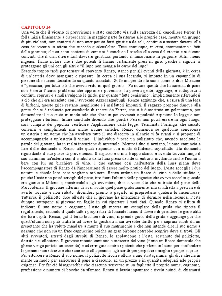 Capitolo 14 promessi sposi | PDF