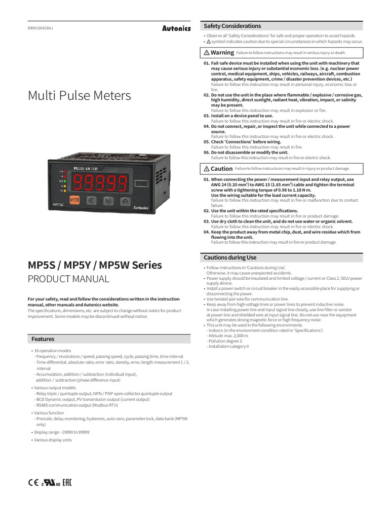 Multi Pulse Meters: MP5S / MP5Y / MP5W Series | PDF