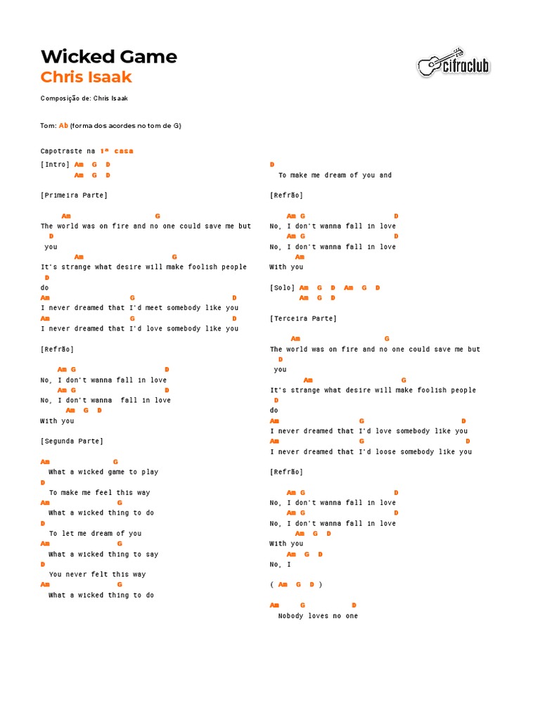 Cifra Club - Chris Isaak - Wicked Game | PDF