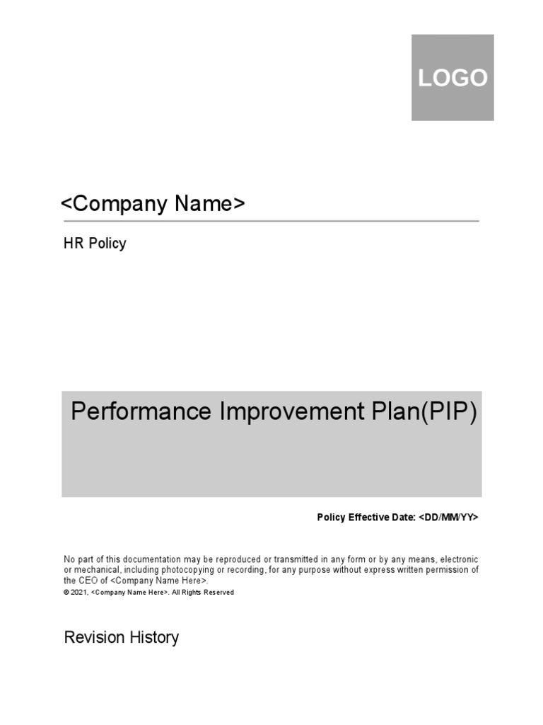 Performance Improvement Plan Pip Policy | PDF | Employment | Business