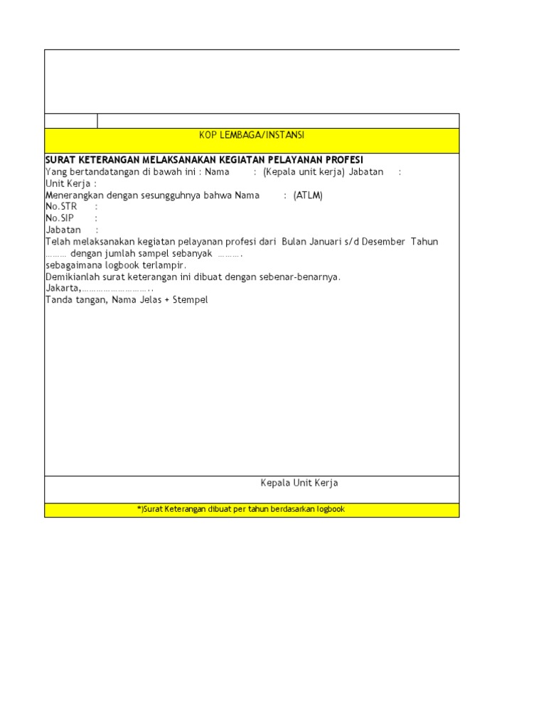 Surat Keterangan Pelayanan Profesi | PDF