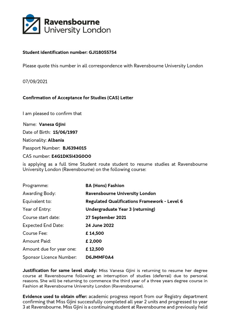 Vanesa Gjini CAS Letter Returning PDF | PDF