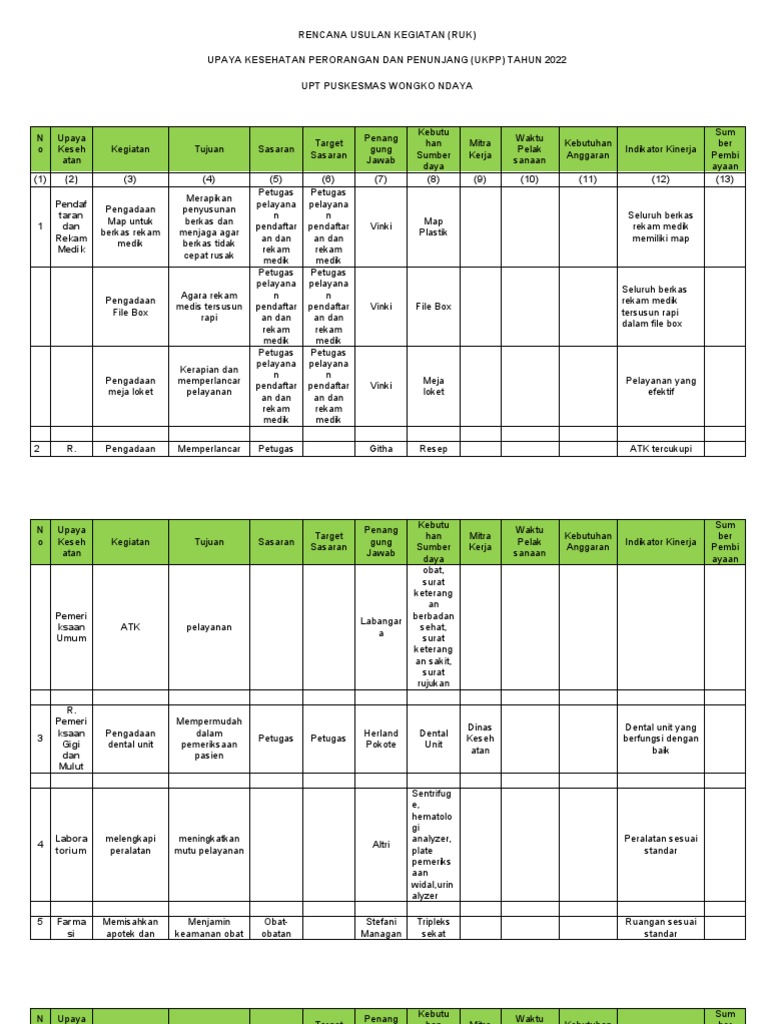 Rencana Usulan Kegiatan Ukpp | PDF
