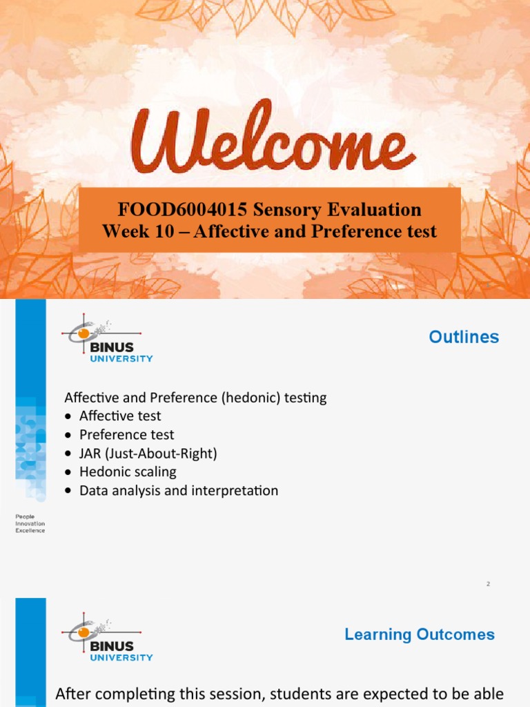 Sensory Evaluation: Affective & Preference Testing | PDF | Evaluation ...