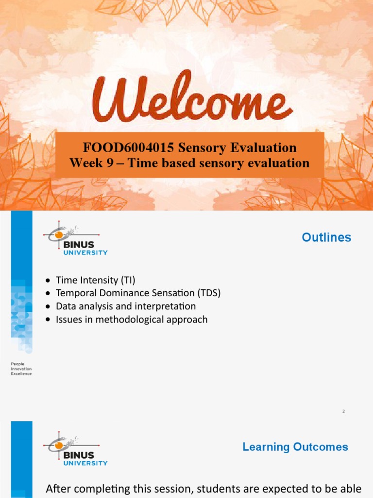 Week 9 Sensory Evaluation With Timing ER | PDF | Perception | Taste