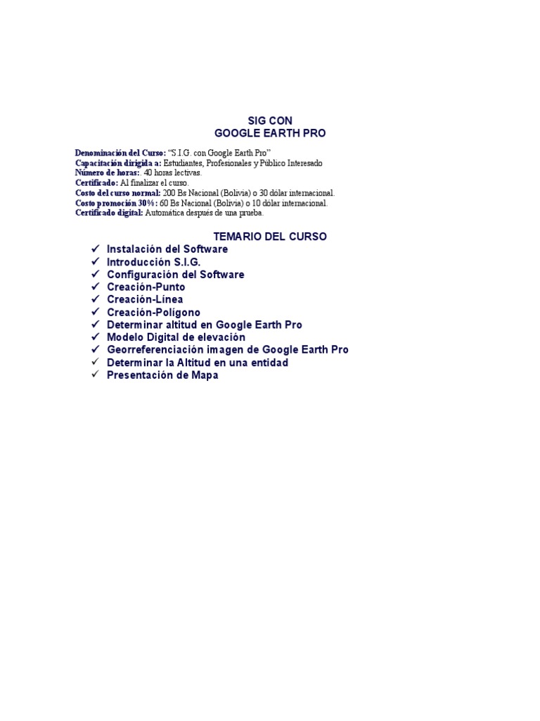 Contenido Sig Google Earth Pro | PDF