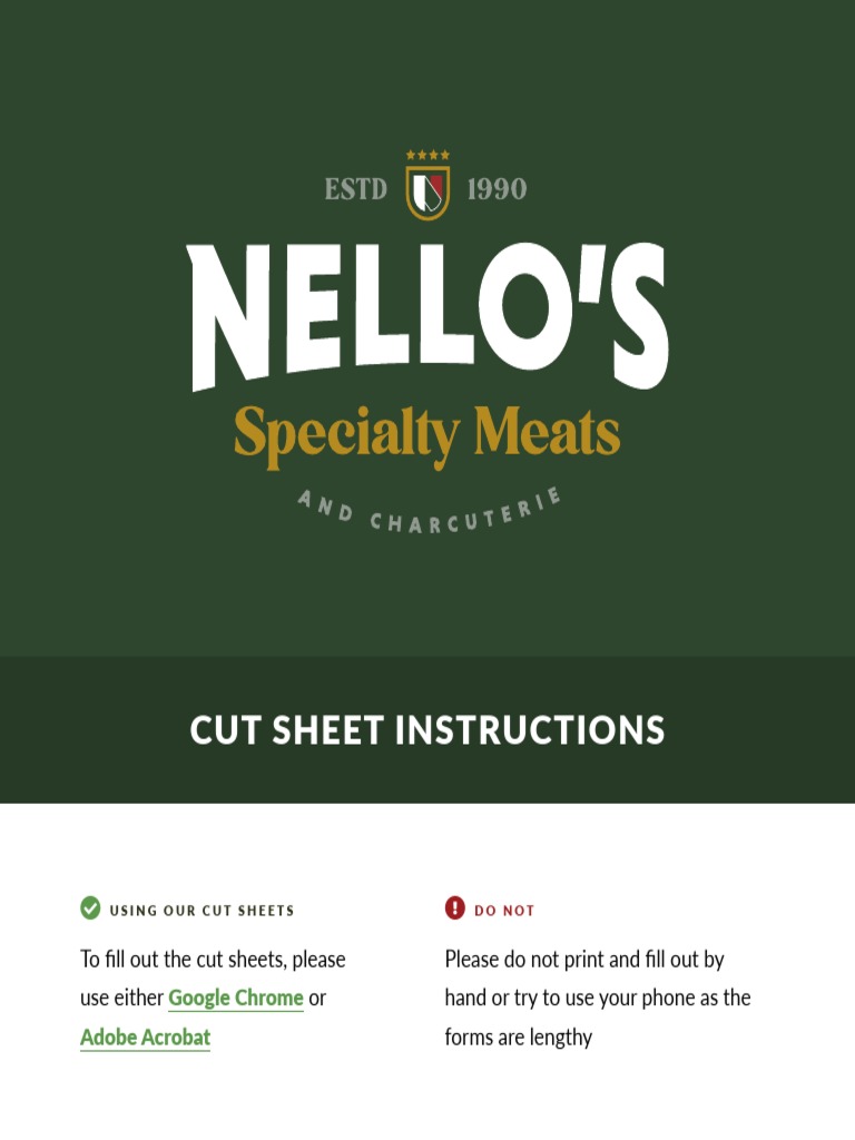 Cut Sheet Instructions | PDF