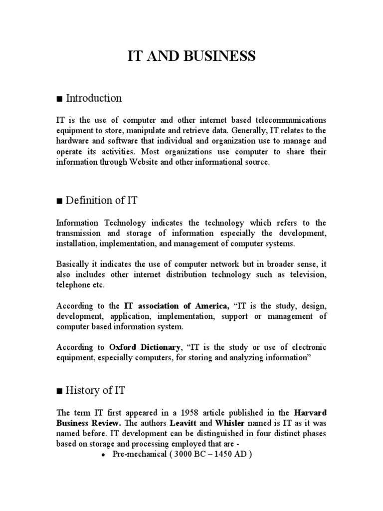 IT and Business | PDF | Information Technology | Business