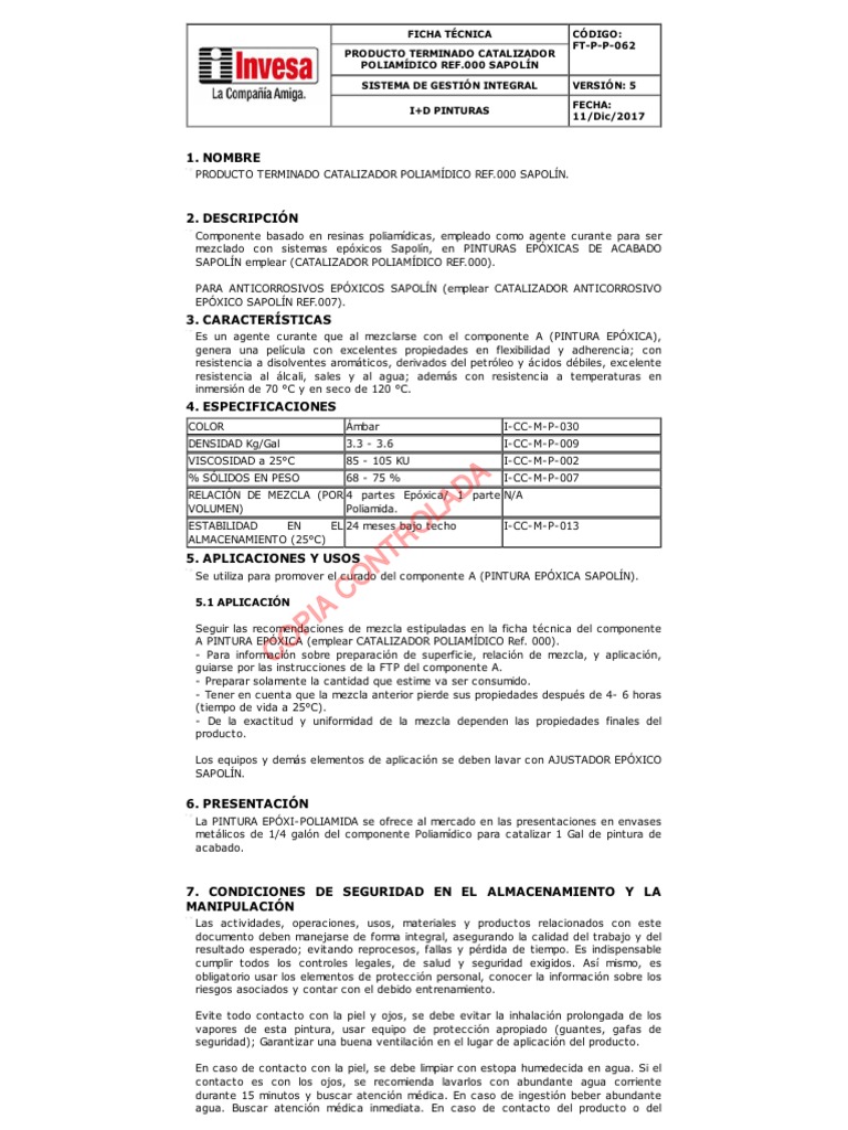 Catalizador Poliamidico (Sapolin) | PDF