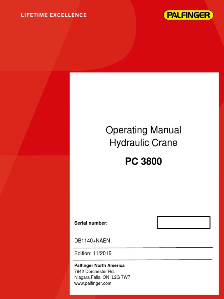 PC 3800 Hydraulic Crane Operating Manual | PDF | Crane (Machine) | Safety