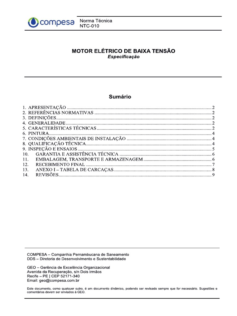 NTC-010 - motor elétrico | PDF