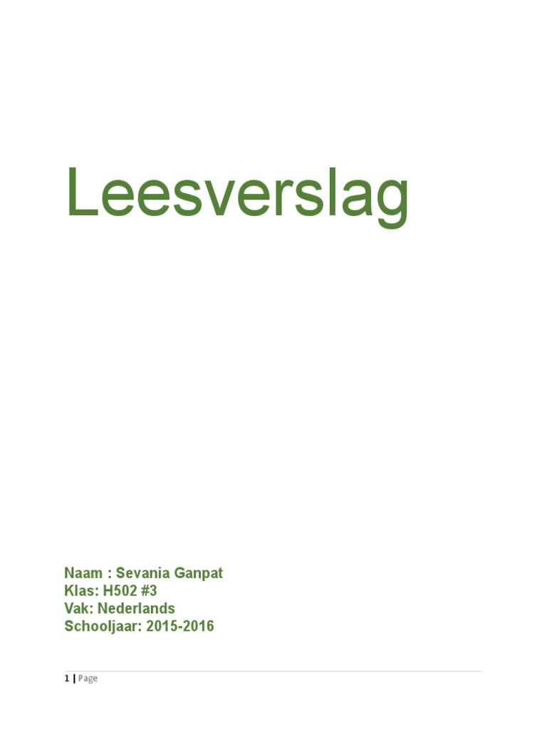 Leesverslag 2015-2016 Nederlands | PDF