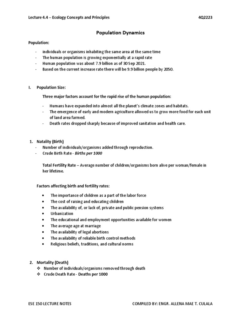 L4.4 - Population Dynamics | PDF