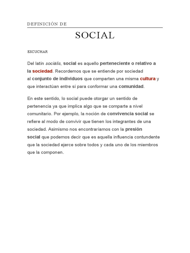 Definición de Social | PDF | Sociedad | Valores