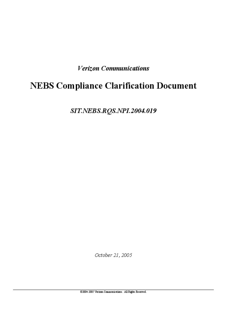 Verizon NEBS Compliance Clarification Document | PDF