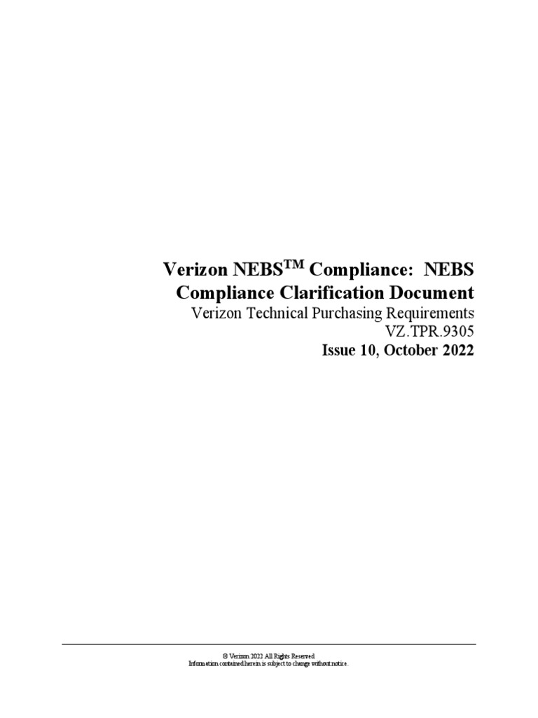 Verizon NEBS Compliance Clarification Guide | PDF | Screw ...