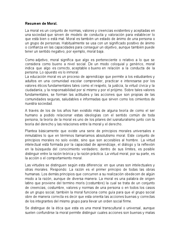 Conclusión Sobre Moral | PDF | Moralidad | Virtud