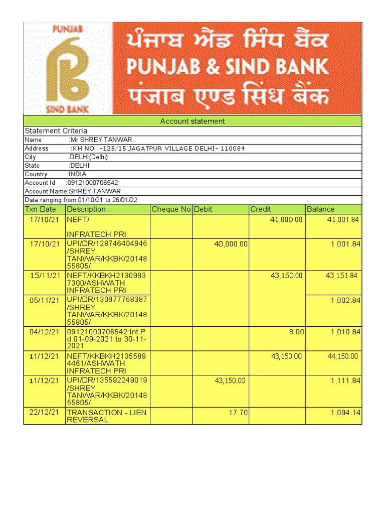 FULL BANK STATEMENT | PDF