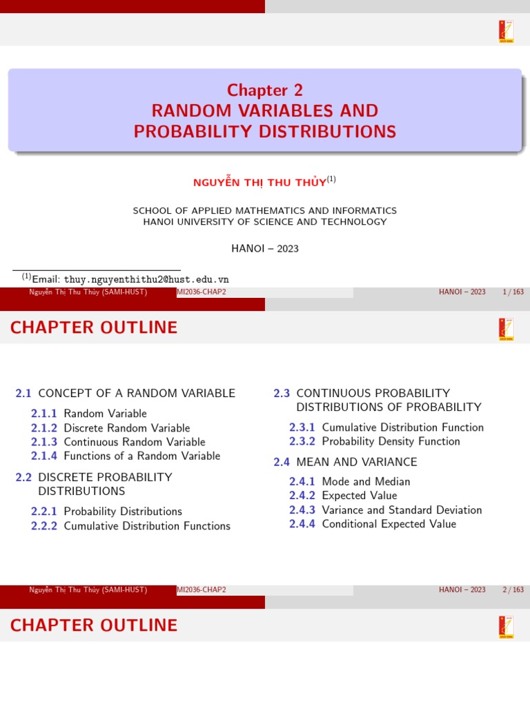 MI2036 Chap2 | PDF | Probability Distribution | Random Variable
