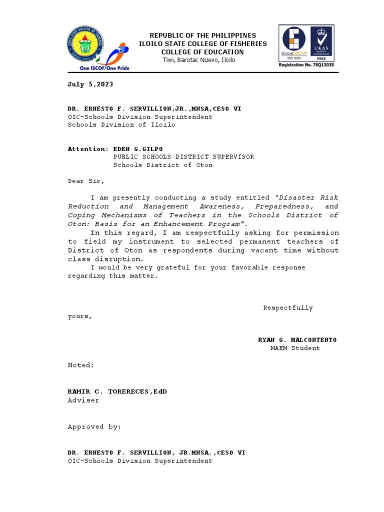 Letter To Division Superintendent 2023 | PDF