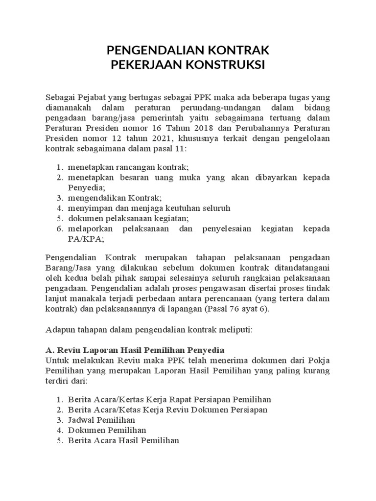 Pengendalian Kontrak Konstruksi Pemerintah | PDF | Bisnis | Teknologi ...