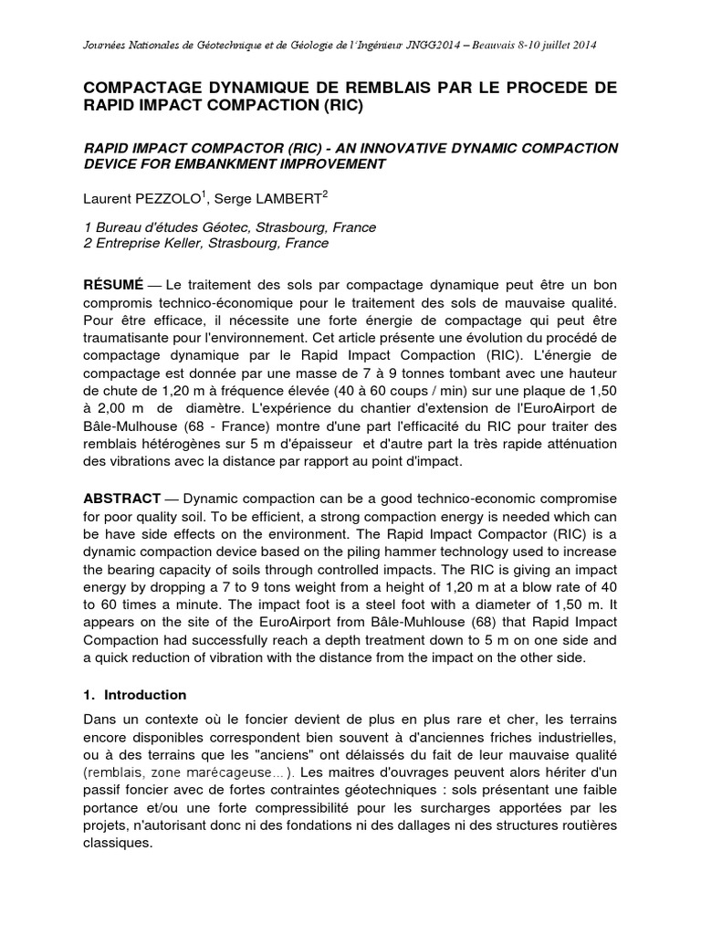 Compactage Dynamique par RIC en Géotechnique | PDF | Sciences et ...