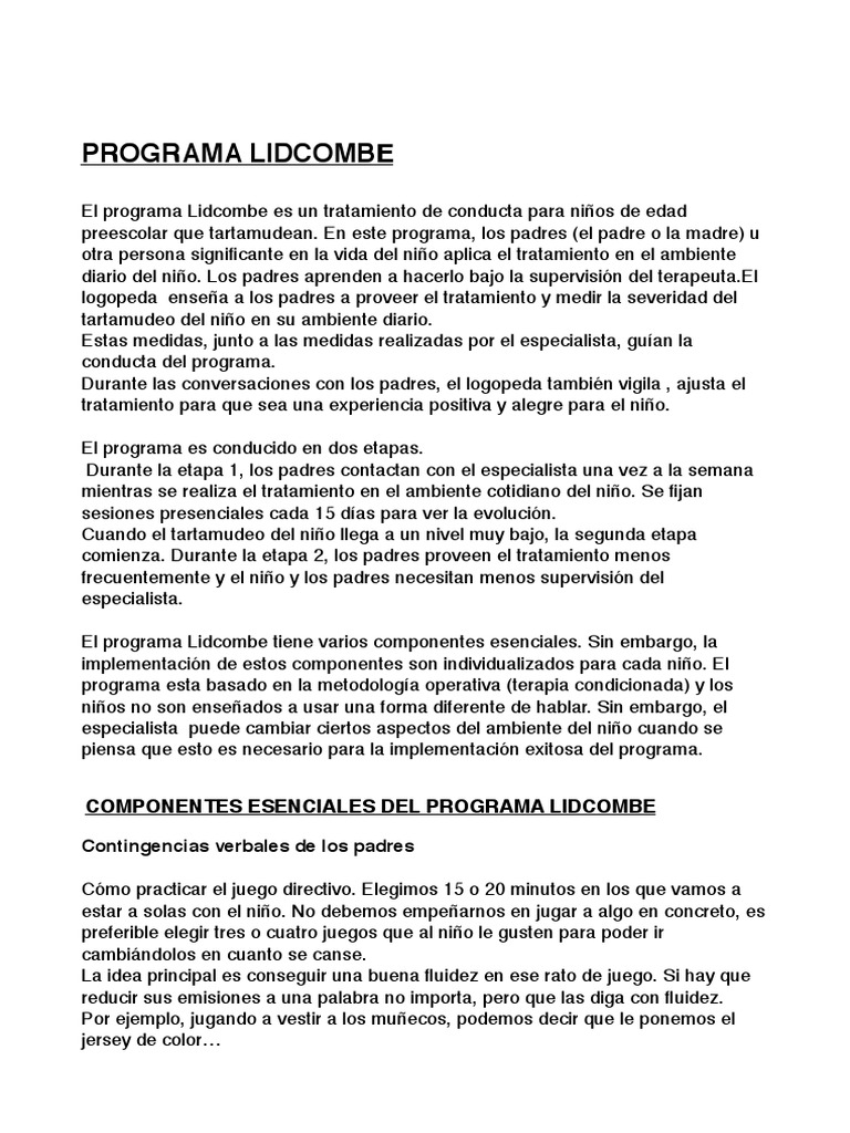 1 Lidcombe Manual 1 | PDF | Tartamudeo