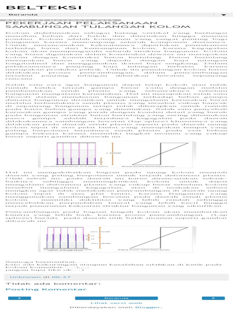 Overlap Kolom Sambunan Kolom | PDF