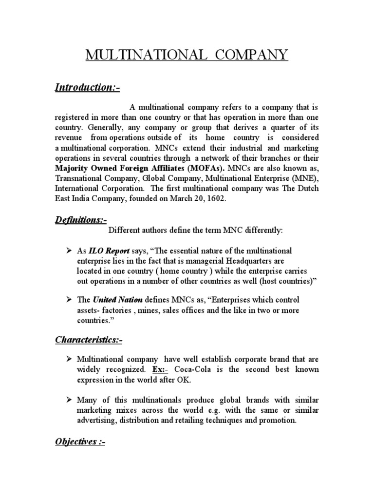 Multinational Company | PDF | Multinational Corporation | Private Sector