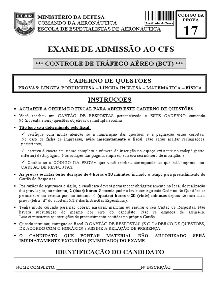 Prova - Cfs 1 2022 - Cod - 17 - 29 06 2021 14 55 24 | PDF