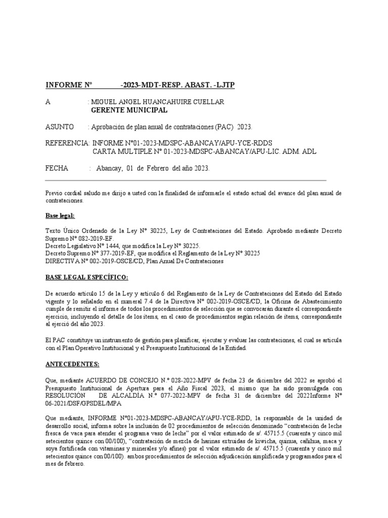 Aprobación del PAC 2023 en Abancay | PDF | Gobierno