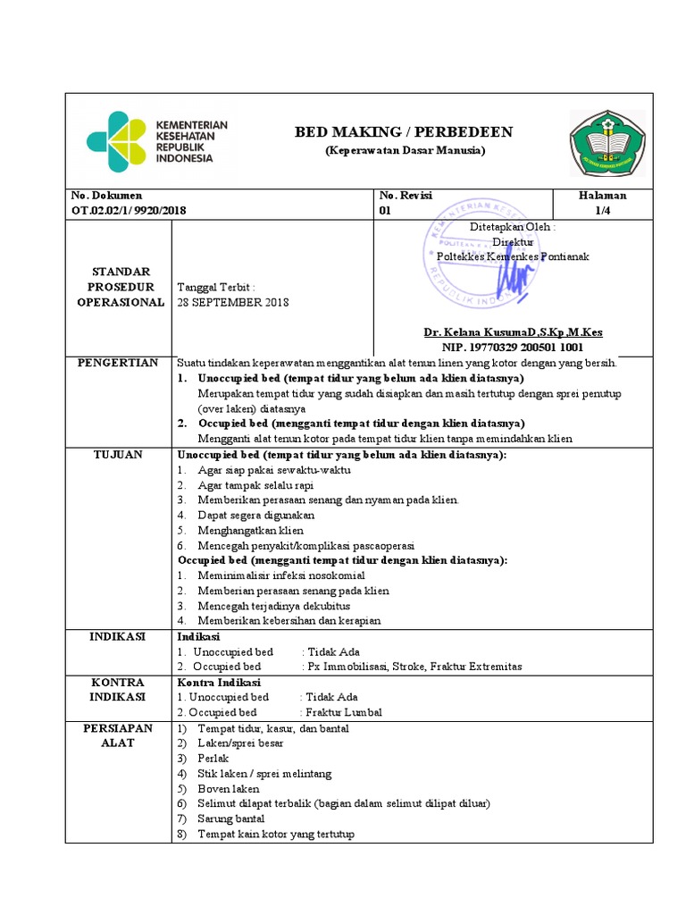 Sop Bed Making | PDF