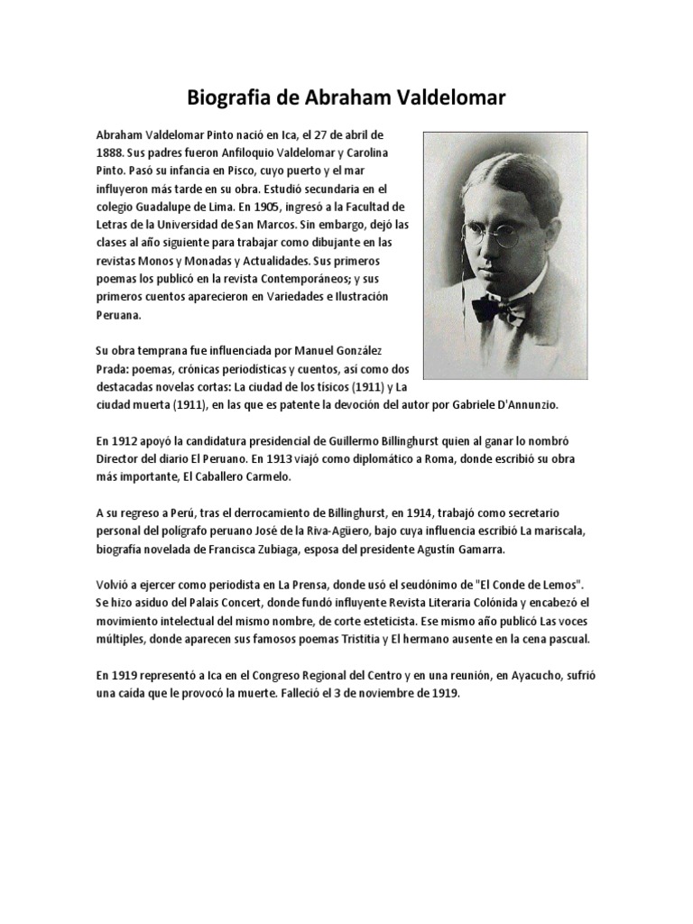 Biografia de Abraham Valdelomar | PDF