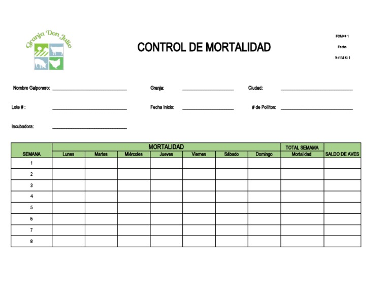 FCM 001 Formato Control de Mortalidad | PDF