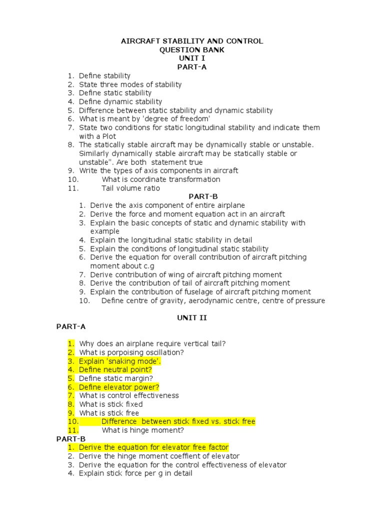 Aircraft Stability and Control Question | PDF | Flight Dynamics (Fixed ...