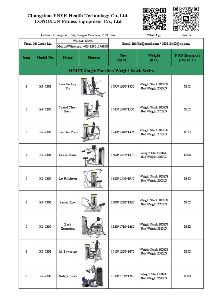 Fitness Equipment Price List | PDF