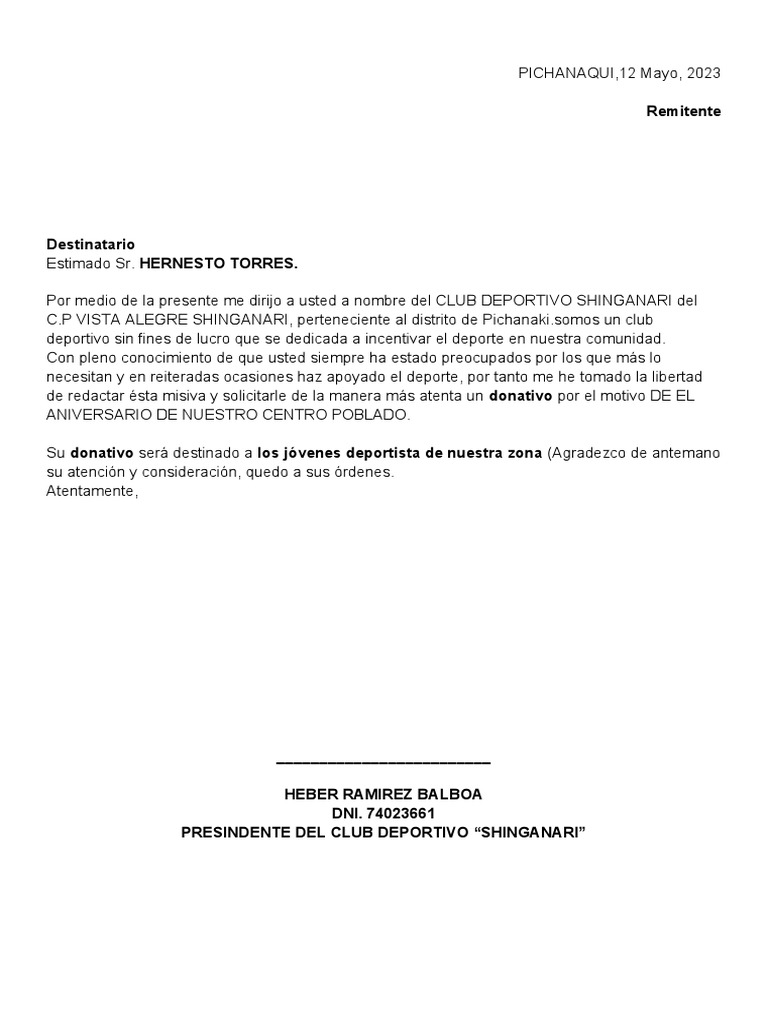 Solicitud de Donacion | PDF