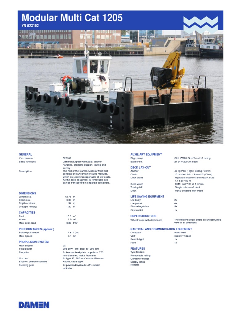 Modular Multi Cat 1205 Product Sheet | PDF | Deck (Ship) | Marine ...