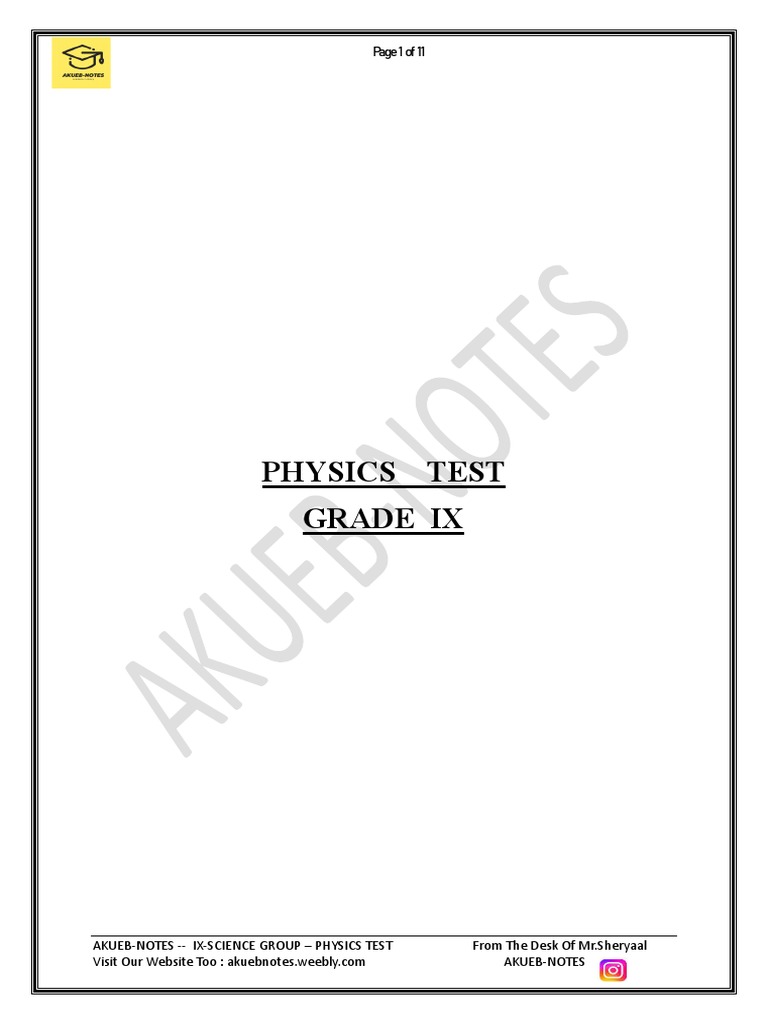 Physics Test-01 | PDF