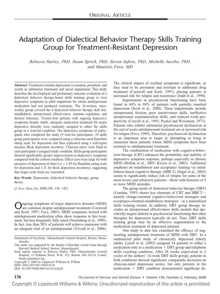 2 - Harley et al 2008. Adaptation of dialectical behavior therapy ...